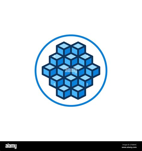 Circle With Blockchain Blocks Vector Concept Blue Icon Or Block Chain Crypto Modern Round Symbol
