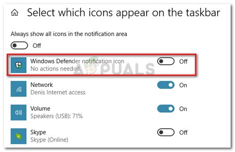 Remove Windows Defender Security Center Icon Prepvica