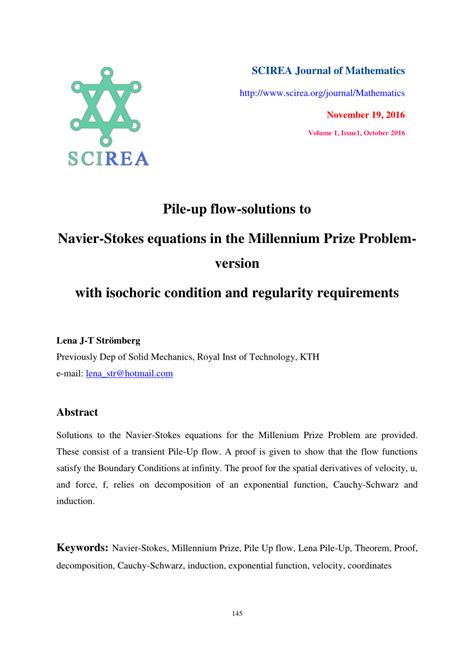 Pdf Pile Up Flow Solutions To Navier Stokes Equations In The