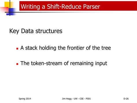 Ppt Lr Parsing Build Bottom Up Parse Tree Handles Writing A Shift Reduce Parser Powerpoint