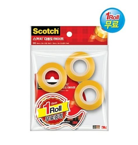 18mm 30m 투명 스카치 테이프 3m 투명테이프 케이스 리필 3개 세트 리필용 디스펜서 커터 테잎 사무용 티몬