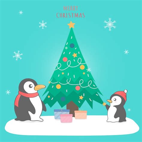 Premium Vector Cute Penguin Merry Christmas