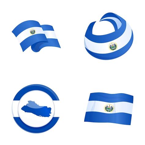 Los íconos de El Salvador establecen el vector de dibujos animados