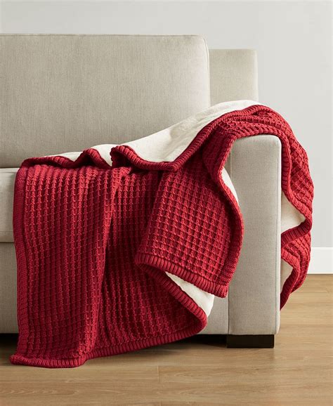 Charter Club Waffle Knit Reversible Faux Fur Throw 50 X 60 Created