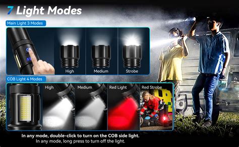 Sigoobal Rechargeable Flashlight High Lumens Super Bright Flash Light Modes With COB Work