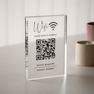Personalized Acrylic QR Code Wifi Sign Design Custom Network Password Table Top Signage