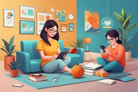 Premium Photo Digital Lifestyle Concept Illustration