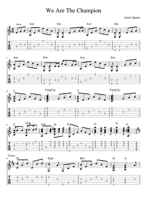 We Are The Champions Guitar Tab Lindabear