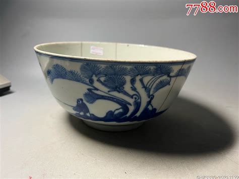 民国青花，渭水垂钓大碗一只，线青花瓷专注寡妇二十年【7788收藏收藏热线】