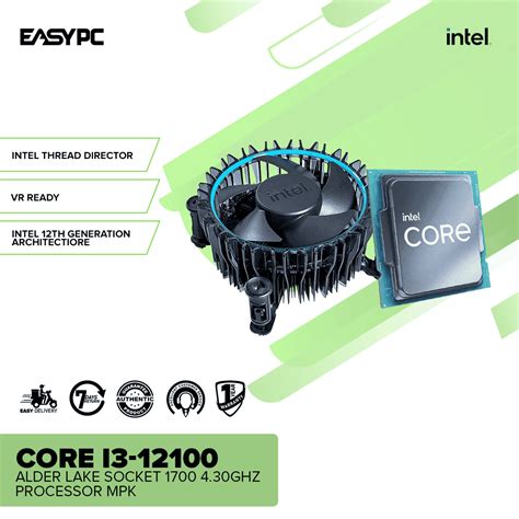 Intel Core I3 12100 Alder Lake Socket 1700 4 30ghz Processor Mpk Easypc