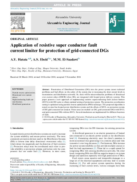 Pdf Application Of Resistive Super Conductor Fault Current Limiter For Protection Of Grid