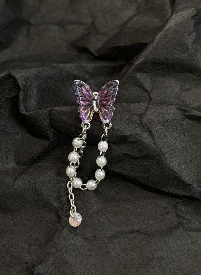 펄 드롭 퍼플 나비 피어싱 에이블리