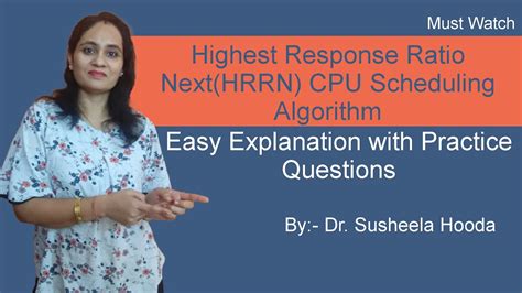 lecture 12 highest response ratio next hrrn cpu scheduling