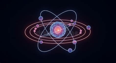 Visualizing Atomic Structure Concept With Glowing Orbitals Stock