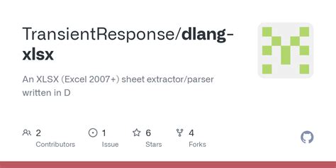 Github Transientresponsedlang Xlsx An Xlsx Excel 2007 Sheet