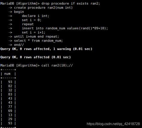 mysql：利用循环生成10个分布在10到99之间的整数 mysql随机生成数字10到99 csdn博客