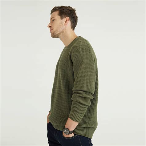 Personalized Winter Mens Organic Sustainable Cotton Army Green Crew Neck Knit Sweater Buy