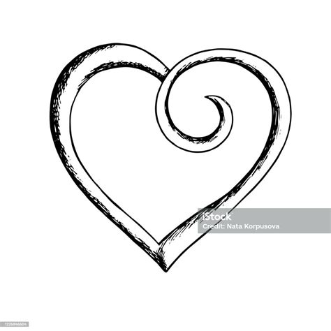 하트 핸드 드로잉 개요 낙서 디자인 발렌타인 데이 결혼식 생일 파티 엽서 인쇄를위한 고립 된 요소 벡터 그림입니다 건강한 생활방식에 대한 스톡 벡터 아트 및 기타 이미지
