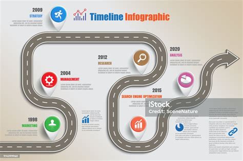 비즈니스도로 지도 타임 라인 Infographic 벡터 일러스트 레이 션 도로에 대한 스톡 벡터 아트 및 기타 이미지 도로