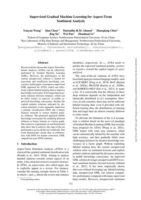 Pdf Supervised Gradual Machine Learning For Aspect Term Sentiment