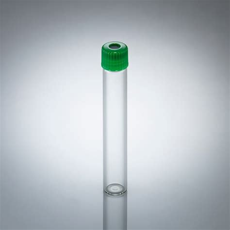 12ml Breath Sampling Vial 15 5x101mm Green Open Top Screw Cap With