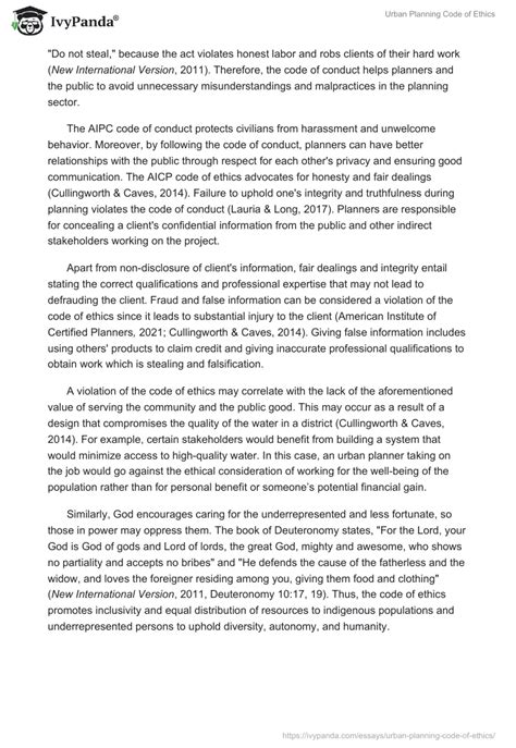 Urban Planning Code Of Ethics 842 Words Essay Example