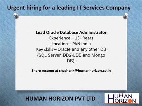 Human Horizon Pvt Ltd On Linkedin Oracledba Dba Dbaoracle