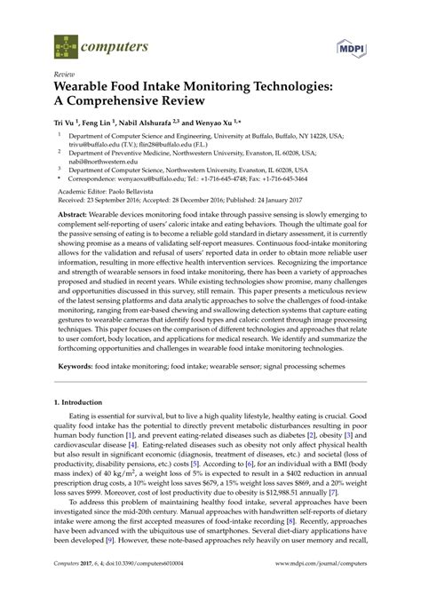 Pdf Wearable Food Intake Monitoring Technologies A Comprehensive Review
