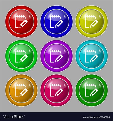 Edit Document Sign Icon Set Colour Button Modern Vector Image