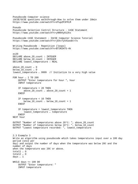 pseudocode All(Revision) for Exam | PDF | Applied Mathematics ...