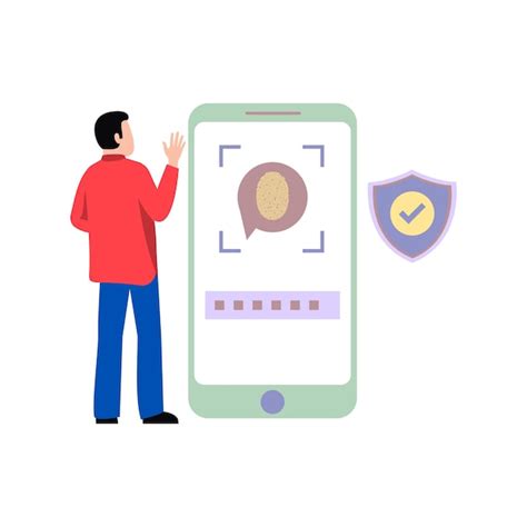 Premium Vector The Mobile Is Secured With A Fingerprint Lock
