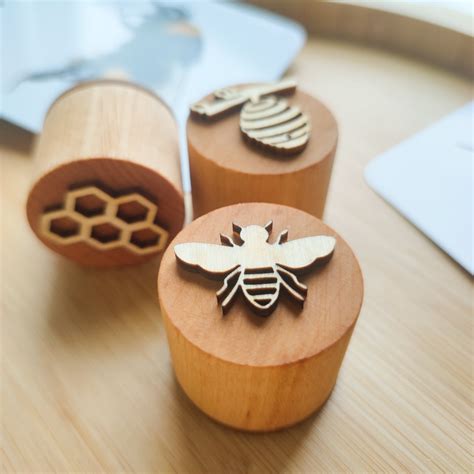 Wooden Honey Bee Stamp Set Bee Honeycomb And Beehive Play Doh Tools
