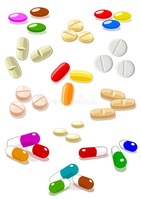 Gekleurde Pillen En Capsules Grote Medische Vastgestelde Vector Vector