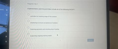 Solved Pregunta 3 De 3Implementation Planning Activities Chegg Com
