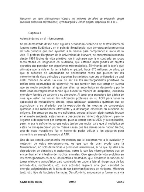 Resumen Del Libro Microcosmos Pdf Las Bacterias Biología Celular