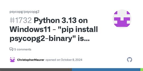 Python 313 On Windows11 Pip Install Psycopg2 Binary Is Erroring Asking Me To Install The