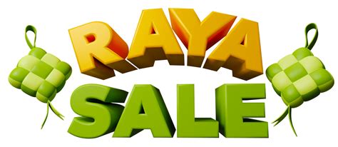 Raya Sale Sign With 2 Ketupat Icon For Eid Mubarak Ramadan Kareem Raya