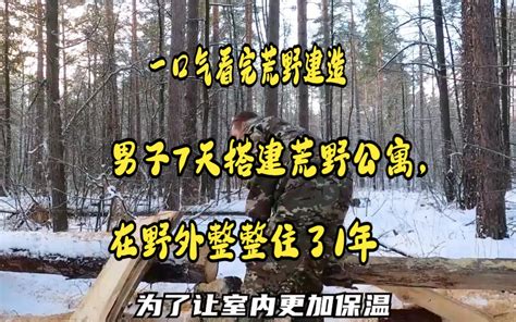 一口气看完荒野建造男子7天搭建荒野公寓，在野外整整住了1年 皮蛋荒野 皮蛋荒野 哔哩哔哩视频