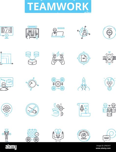 Teamwork Vector Line Icons Set Collaboration Synergy Togetherness
