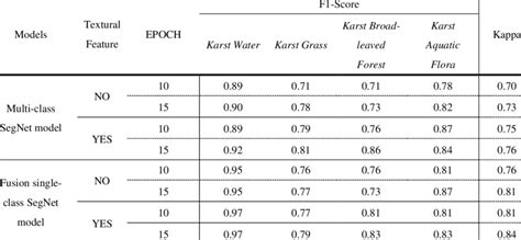 the classification accuracies of multi class segnet models with texture