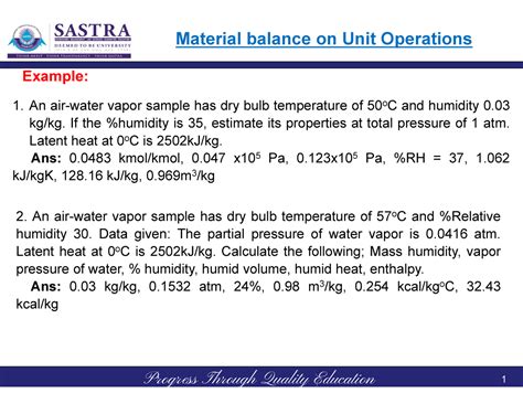 Che101 Lect 30 Process Calculations Notes Progress Through Quality