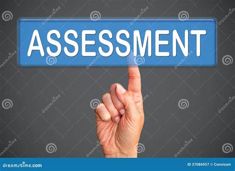 Hand Touching Assessment Button Stock Image Image Of Assessment