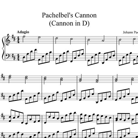 Pachelbel Cannon In D Easy Piano Sheet Music Etsy