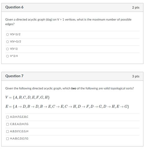 Solved Question 6 2 Pts Given A Directed Acyclic Graph Dag