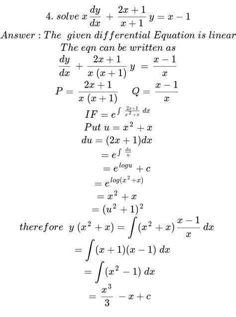 Ncert Class 12 Maths Differential Equation Practice Problems