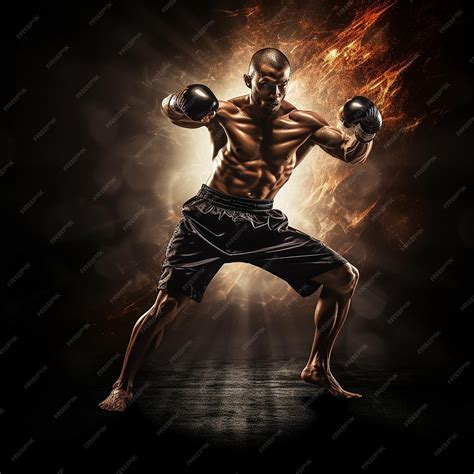 Premium Photo Silhouette Of A Kickboxer In Dark Atmosphere