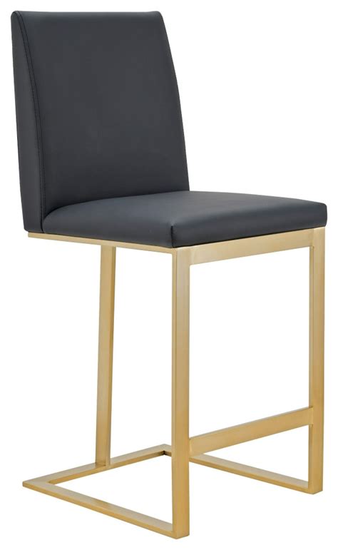 Modrest Frankie Modern Dark Grey Vegan Lether Antique Brass Counter