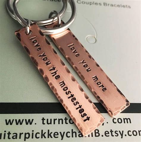 Couples Keychain Personalized Keychain For Couples Copper Etsy