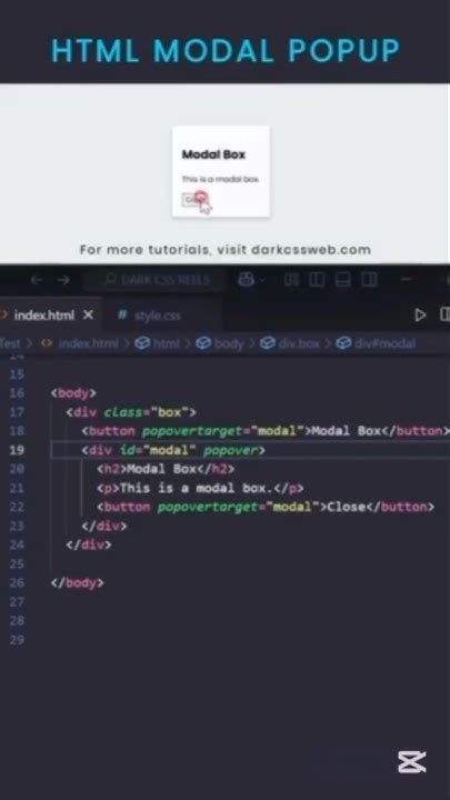 create an html modal popup in seconds 💥 webdev shorts programming learn youtube