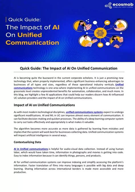 Ppt Quick Guide The Impact Of Ai On Unified Communication Powerpoint